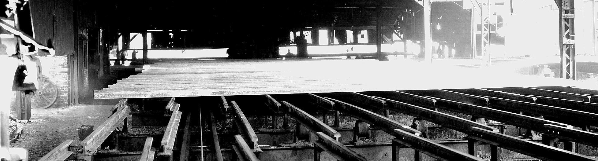 Cold rails ready for straightening and drilling - Detail