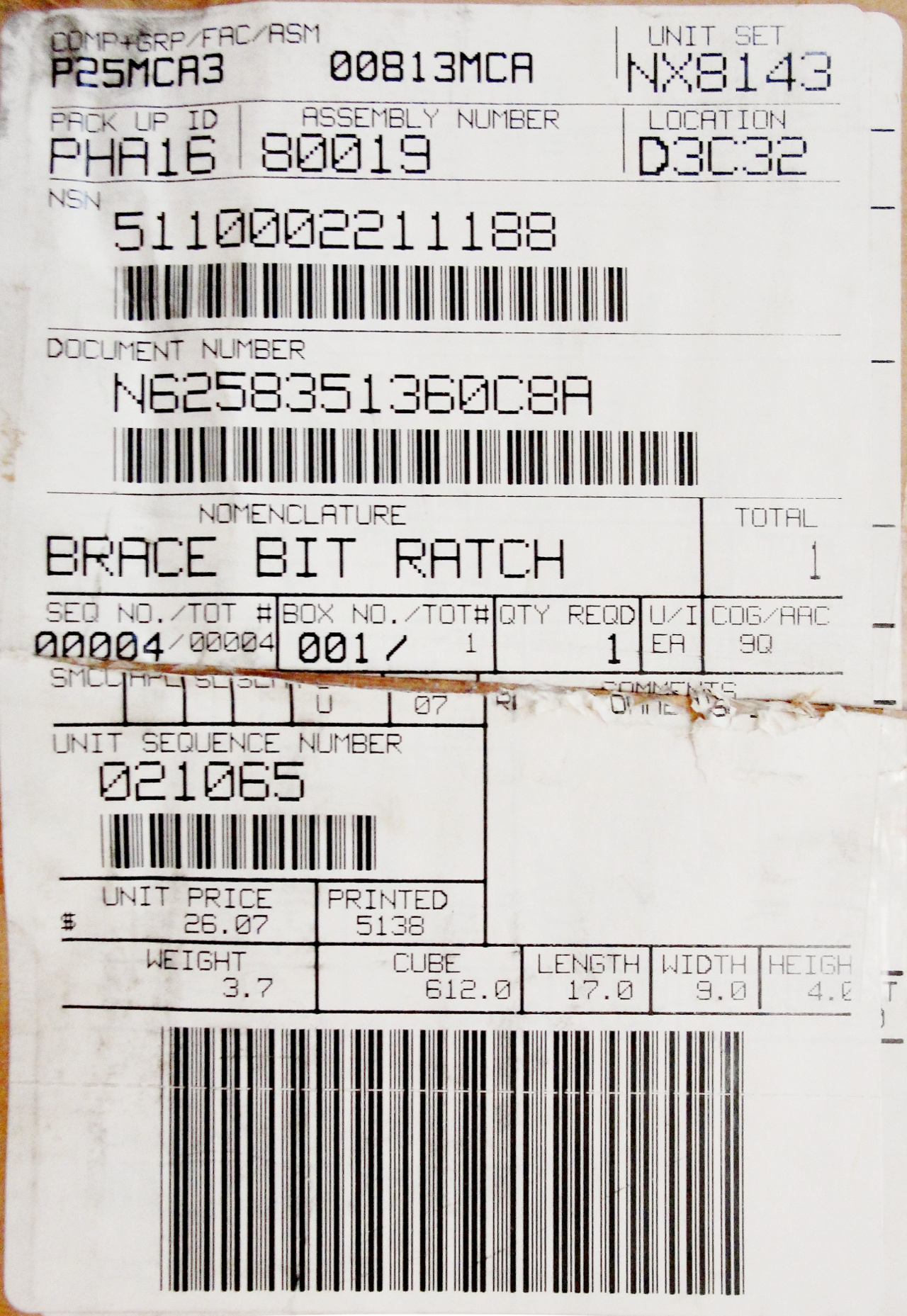 Stanley-made twelve inch sweep Sogard brand brace with Stanley patented ...