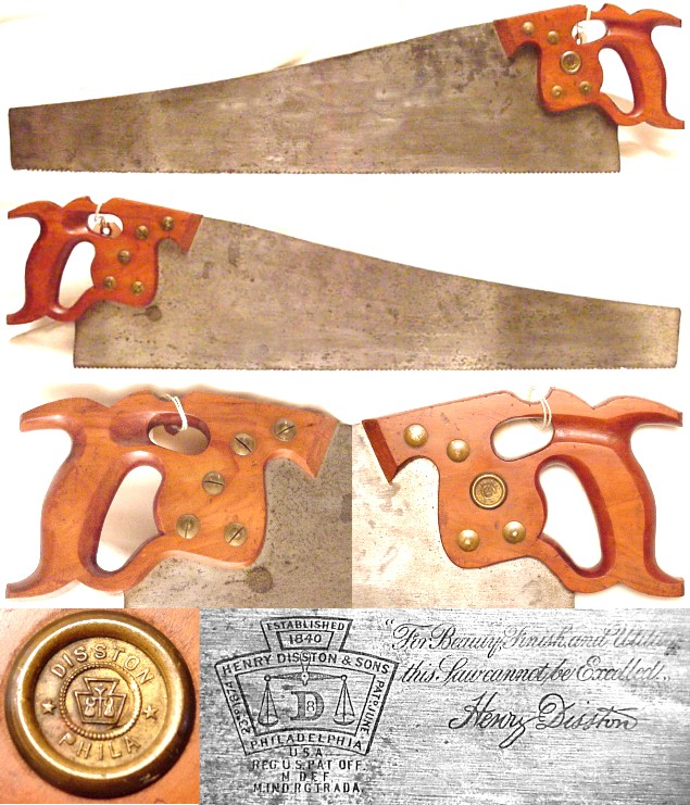 Henry Disston & Sons D-8 thumbhole ripsaw. 26 inches, 6 points.