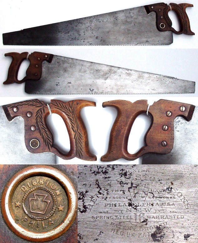 Disston No.16 crosscut saw, marked Henry Disston & Sons. 25-1/2 inch ...