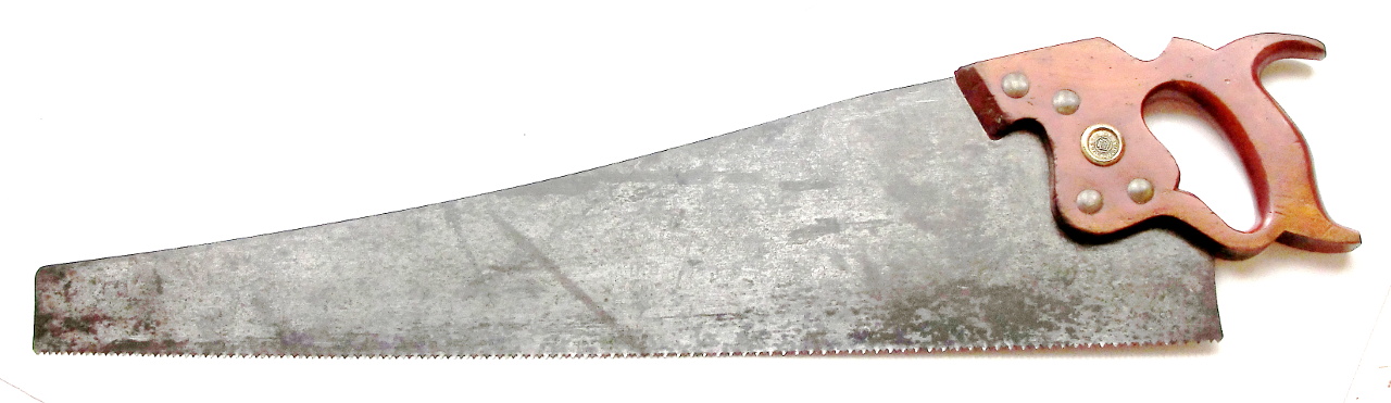 Saw-22, Disston D-8 skew back crosscut saw, 26 inches, 8 pts